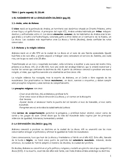 Tema 1 Parte 2 El Islam 2020 Pdf Mahoma La Meca