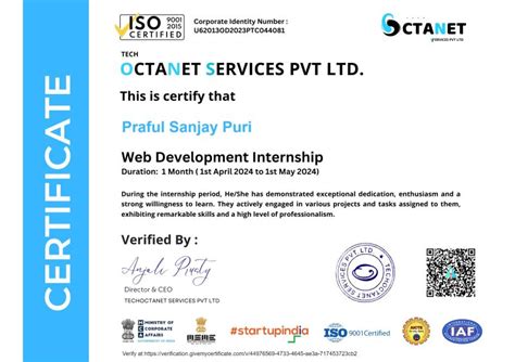 Completioncertificate Octanetinternship Internship Webdeveloper