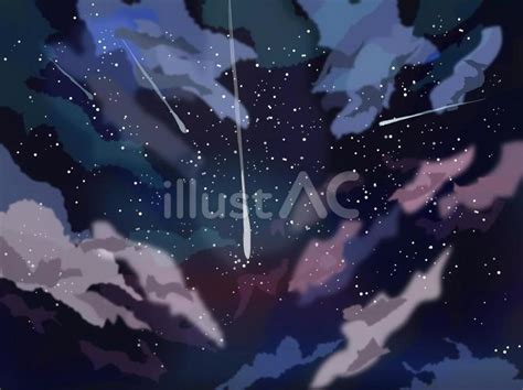 夏の夜空と流れ星の背景イラスト No 23912525｜無料イラスト・フリー素材なら「イラストac」