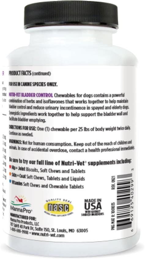Nutri Vet Bladder Control Chewables Suplemento Para Ayudar A Reducir La