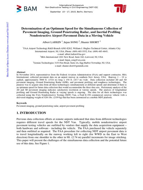 Determination Of An Optimum Speed For The Simultaneous Collection Of Pavement Imaging Ground