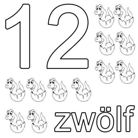 Kostenlose Malvorlage Zahlen Zwölf Zum Ausmalen