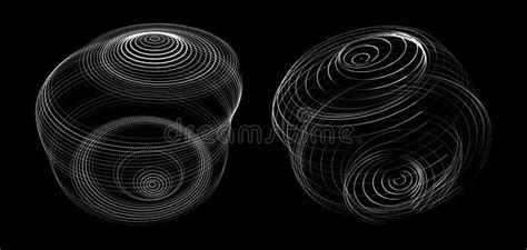 Set Of Abstract Spheres From Points On A Black Background Network