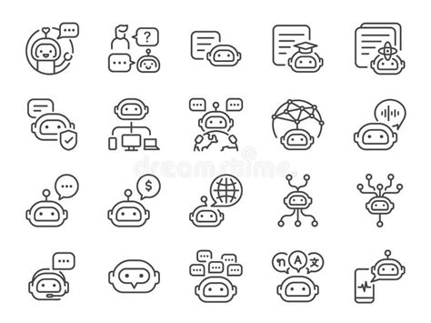 Chatbot Icon Set Included The Icons As Chat Bot Ai Robot Automatic And More Stock Vector