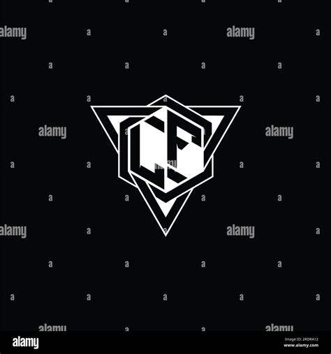 Lf Letter Logo Monogram Hexagon Shape With Triangle Geometric Outline Sharp Modern Style Design
