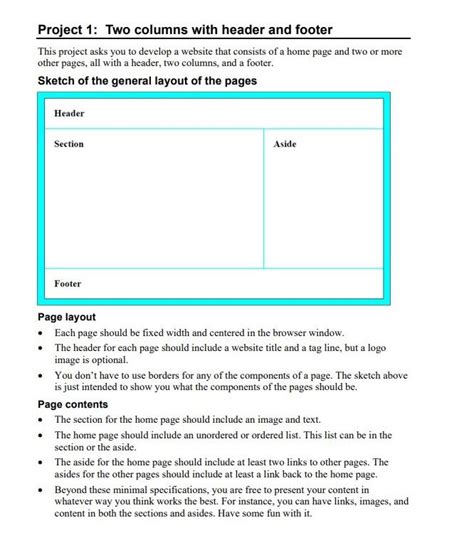 Solved Project Two Columns With Header And Footer This Chegg