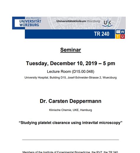 Studying Platelet Clearance Using Intravital Microscopy Dr Carsten