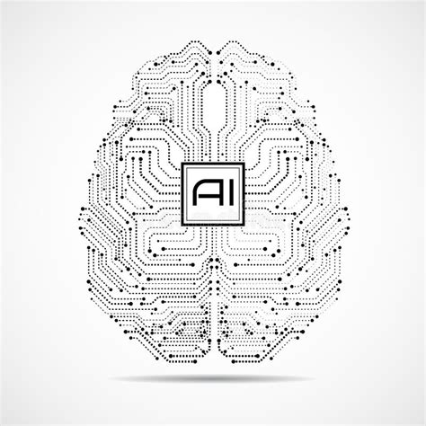 Abstract Technological Brain With Artificial Intelligence Stock Vector