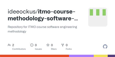 GitHub Ideeockus Itmo Course Methodology Software Engineering Repository For ITMO Course