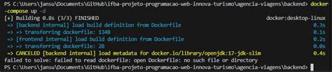Erro Canceled Backend Internal Load Metadata For Libraryopenjdk17 Jdk Slim