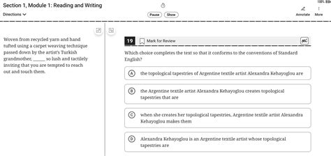 bluebook test 5 reading writing module 1 question 19 r digitalsats