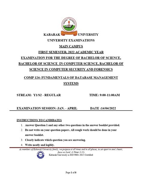 Comp 124 Fundamentals Of Database Management Systems Pdf
