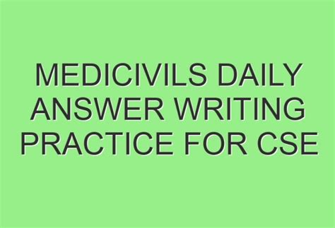 Cse Medicine Optional Daily Answer Writing Physiology Jan 7 Medi