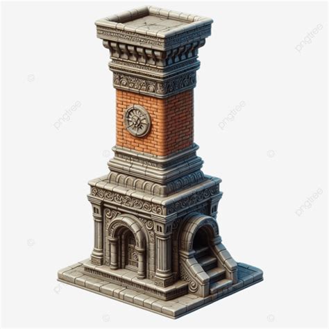 3d Medieval Clock Tower Model Gothic Architecture With Roman Numerals