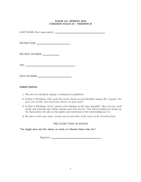 Honors Engineering Mathematics Ii Exam 2 Questions Math 151 Docsity