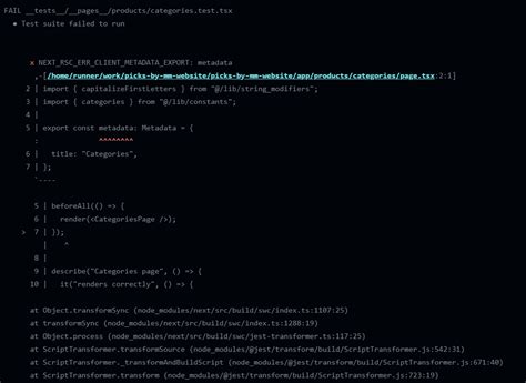 Next 863 Unable To Test Page Components Using Metadata Api With Jest · Issue 47299 · Vercel