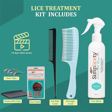 Simplicety® Head Lice Full Kit 8 Oz Lice Spray Lice Comb And 2 Detangling Combs Hair Clips