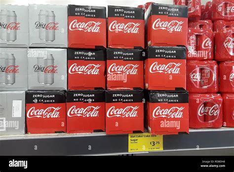 Cans Of Coca Cola Diet Coke And Coke Zero Are Pictured On A Shelf In