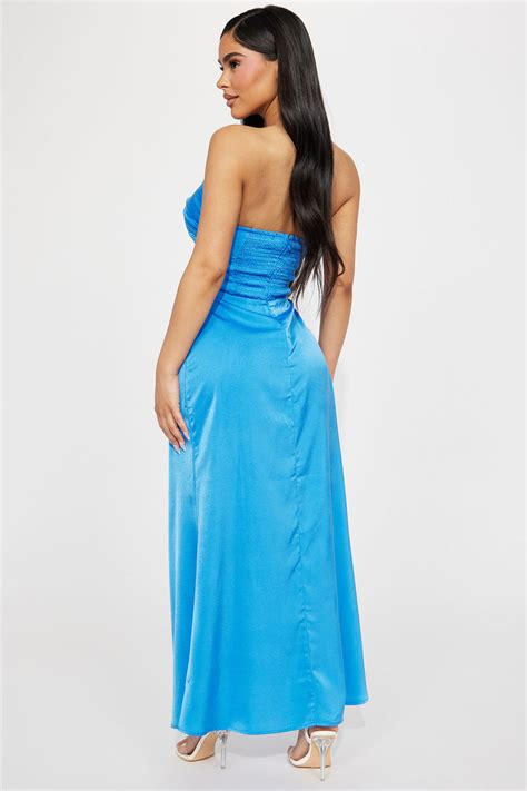 Alia Satin Maxi Dress Blue Fashion Nova Dresses Fashion Nova