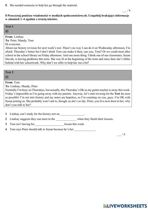 Kl 7c Test Unit 3 Online Exercise For Live Worksheets