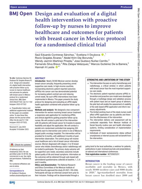 Pdf Design And Evaluation Of A Digital Health Intervention With Proactive Follow Up By Nurses