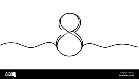number 8 in continuous line drawing style line art of number eight