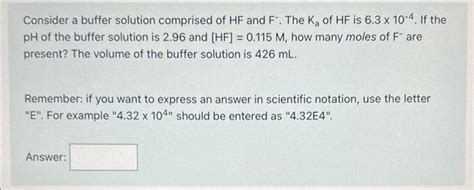 Solved Consider A Buffer Solution Comprised Of HF And F Chegg