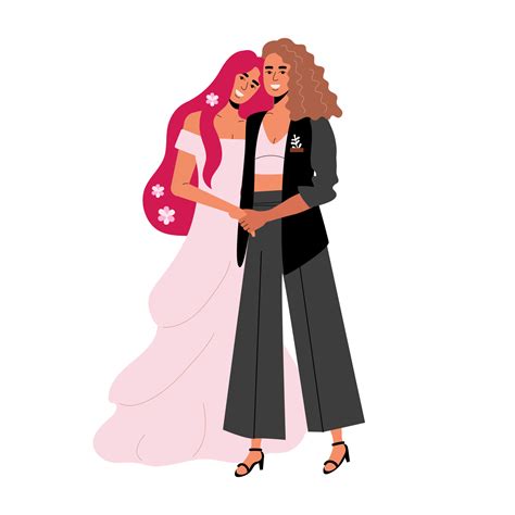 Wedding Of A Girl With Pink Hair Lesbian Girls In Love In A White