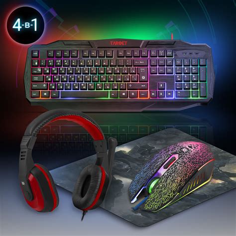 Клавиатура и мышь+коврик+наушники игровой набор для пк Defender Target ...