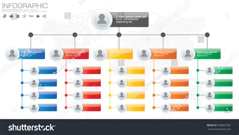 Colorful Round Rectangle Circle Organization Chart เวกเตอร์สต็อก ปลอดค่าลิขสิทธิ์ 508687303