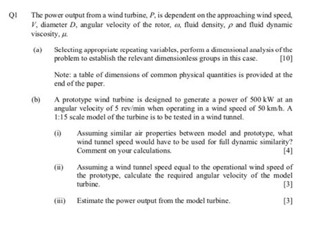 Solved The Power Output From A Wind Turbine P Is Dependent