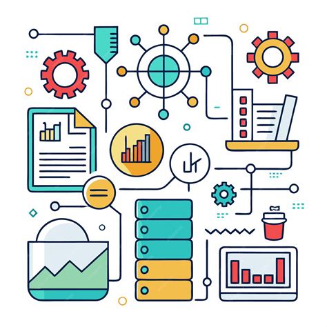 Colorful Abstract Illustration With Connected Icons Depicting Data