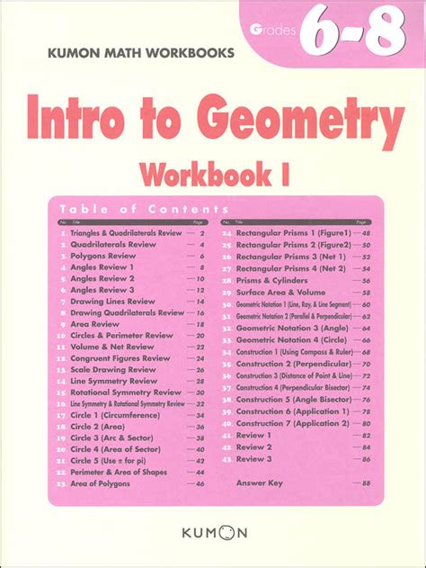 Intro To Geometry Workbook Kumon Middle School Geometry Series