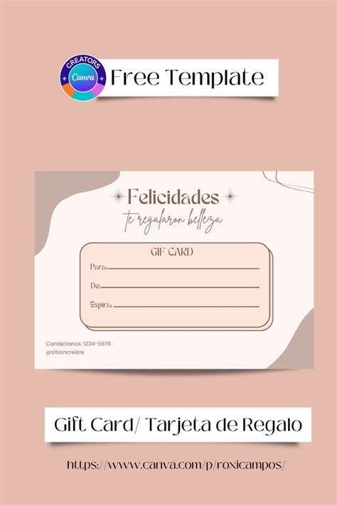 Plantilla Editable En Canva Tarjeta De Regalo Voucher Gifts Cards Card Templates Card Design