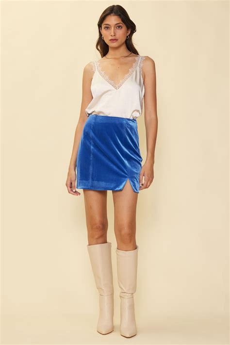 Velvet Side Slit Mini Skirt Shopperboard