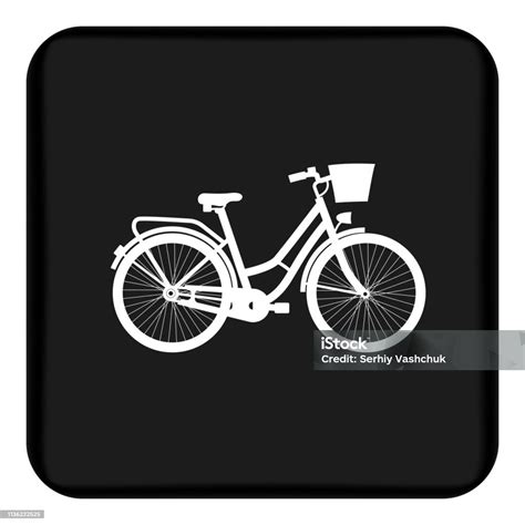 Vector Flat Icon Of A Classic Ladys Bike Black White Bicycle Icon Stock
