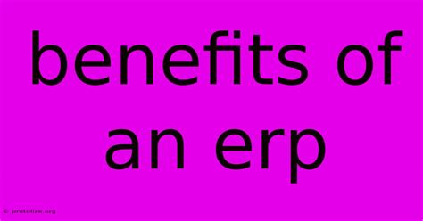 Benefits Of An Erp