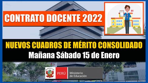 Contrato Docente 2022 Nuevos Cuadros De Mérito Consolidado Mañana 15