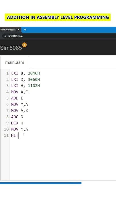 Addition Of Two 16 Bit Numbers In Assembly Level Language Fyp Shorts
