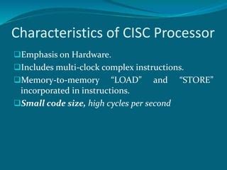 Risc And Cisc Processors Pptx