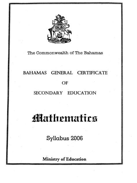 Bgcse Maths Syllabus Reduced Pdf