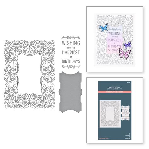 Spellbinders Betterpress Swirl Birthday Frame Press Plates And Die Set 813233034861