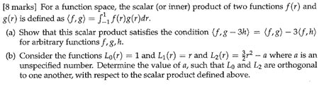 solved for a function space the scalar or inner product