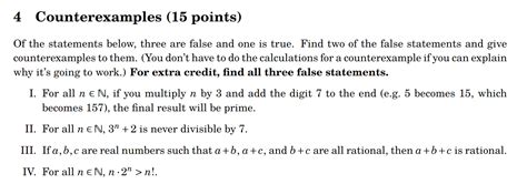solved 4 counterexamples 15 points of the statements
