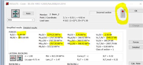 too high utilization ratio for members in respect to internal forces value while steel code