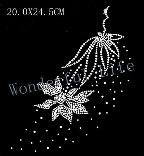 Free Shipping T Shirt Flower Hotfix Rhinestones Heat Transfer Design