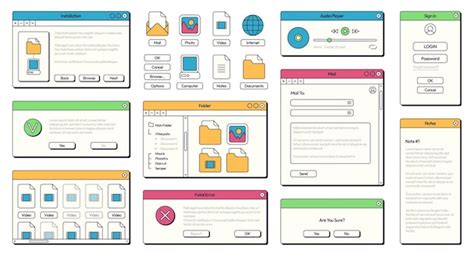 Premium Vector Computer 90s Ui Retro 80s And 90s Style Gui Panels