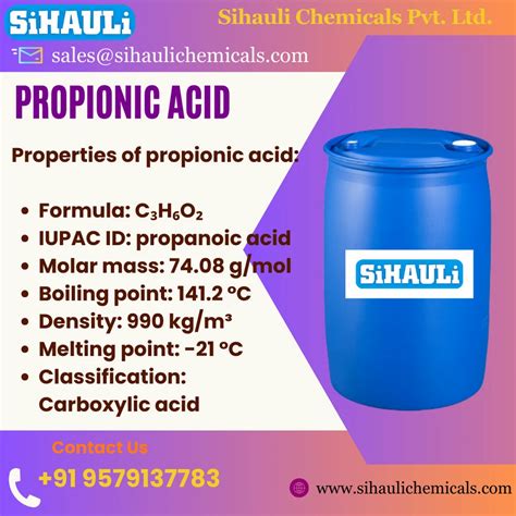 Propionic Acid Manufacturers Suppliers Exporters From Vasai Mumbai
