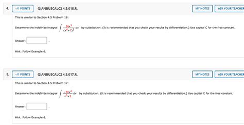 Solved Determine The Indefinite Integral 26x” Dx By