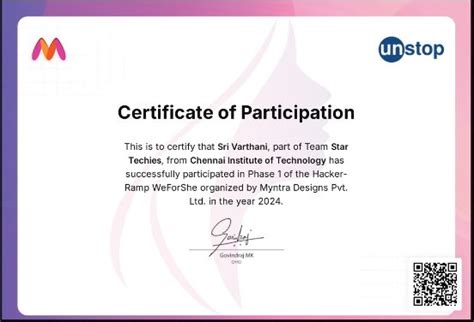 srivarthani p on linkedin myntra weforshe hackerramp participation achievement